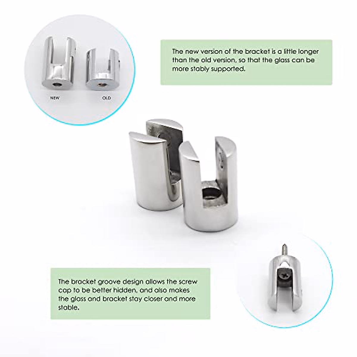 mokhome Bathroom Shelves, Glass Shower Caddy, Rectangle Floating Wall Mounted Shelf,Tempered Clear Glass Shelving with Towel Bar Shampoo Holder,1 Shelf, SUS304 Stainless Steel Brackets,Rustproof