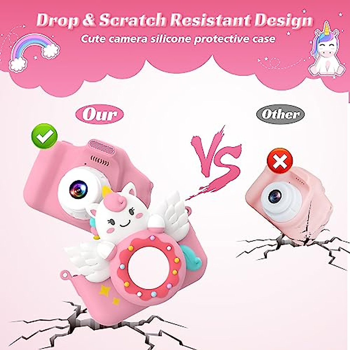 TIATUA Kids Camera for Girls & Boys, Toddler Camera Toys for Age 3-12 Kids with 32GB Card & Dual Lens, Digital Camera for 4 5 6 7 8 9 10 Year olds (Pink)