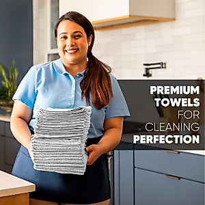 Simpli-Magic White Microfiber Bar Mop Kitchen Towels, Pack of 50, Size: 15” x 18”, White