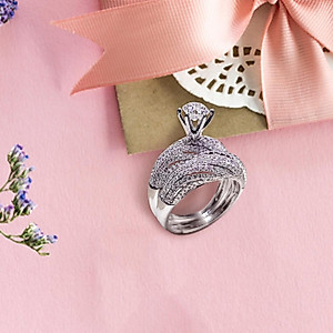 RIQINGY Luxurious Diamond Couple Rings Womens Fashion Zircon Ring Marriage Proposal Wedding Jewelry Teen Girls Sparkly Ring