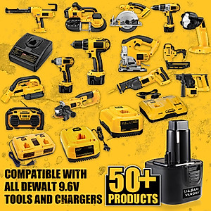 VANON 4.8Ah DW9062 Replacement for Dewalt 9.6V Battery Ni-Mh Compatible with DW9061 DE9036 DE9061 DE9062 DW926 DW955K DW955 DW926K-2 DW926K DW902 DW050 2 Pack