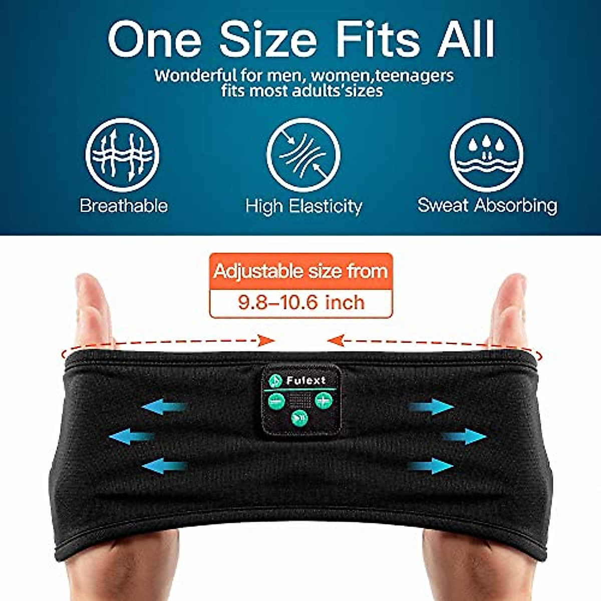 Fulext Sleep Headphones Wireless, Upgrade Wireless Sports Headband Headphones with Ultra-Thin HD Stereo Speakers Long Time Play for Side Sleepers Running Yoga Travel, Gifts for Men Women