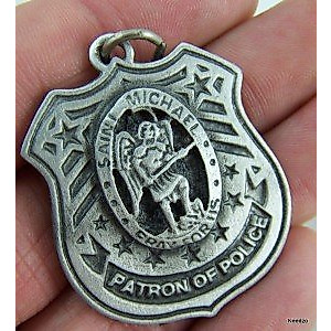 Religious Gifts Pewter Saint Michael Patron of Police Pray for Us Medal, 1 1/2 Inch