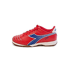 Diadora Kids' Cattura ID JR Indoor Soccer Shoes (6 Big Kid, Red/Royal Blue)