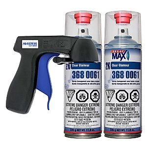 Spraymax 2K Clear Coat Aerosol Spray Cans - 2 Pack - High Gloss Automotive Clear Coat for Car Repair and New Paint Jobs - Two Stage Clear Coat - Professional Results - With Master Aerosol Trigger