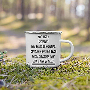 Inspirational Gift Secretaries Appreciation Gift, for Administrative Professionals Day - Big with Humor and Sauce, 12 Oz White Stainless Steel Camping Mug