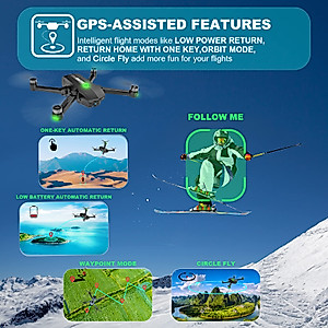 UNTEI Drones with Camera for Adults 4K, GPS Auto Return Home, Optical Flow Positioning, Brushless Motor, Headless Mode, 46Mins Flight Time