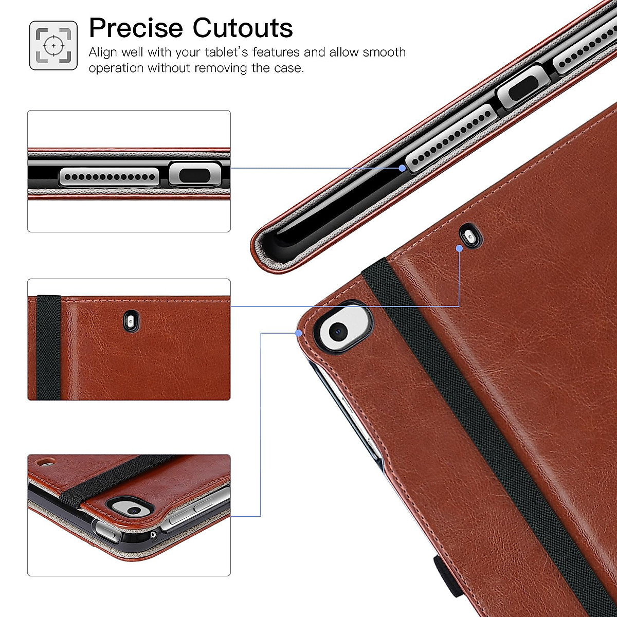 ZtotopCase for iPad Mini 5 2019/Mini 4 3 2 1 Case 7.9 Inch, Premium PU Leather Folio Stand Cover with Auto Wake/Sleep, Front Card Pocket for iPad Mini 5th/4th/3rd/2nd/1st Generation, Brown