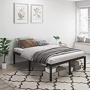 Bonkiss California King Bed Frame 3000 lbs+, California King Bed Frame No Box Spring Needed, Heavy Duty Tall Metal California King Platform Bed Frames with Large Storage Space, Noise Free, Black.