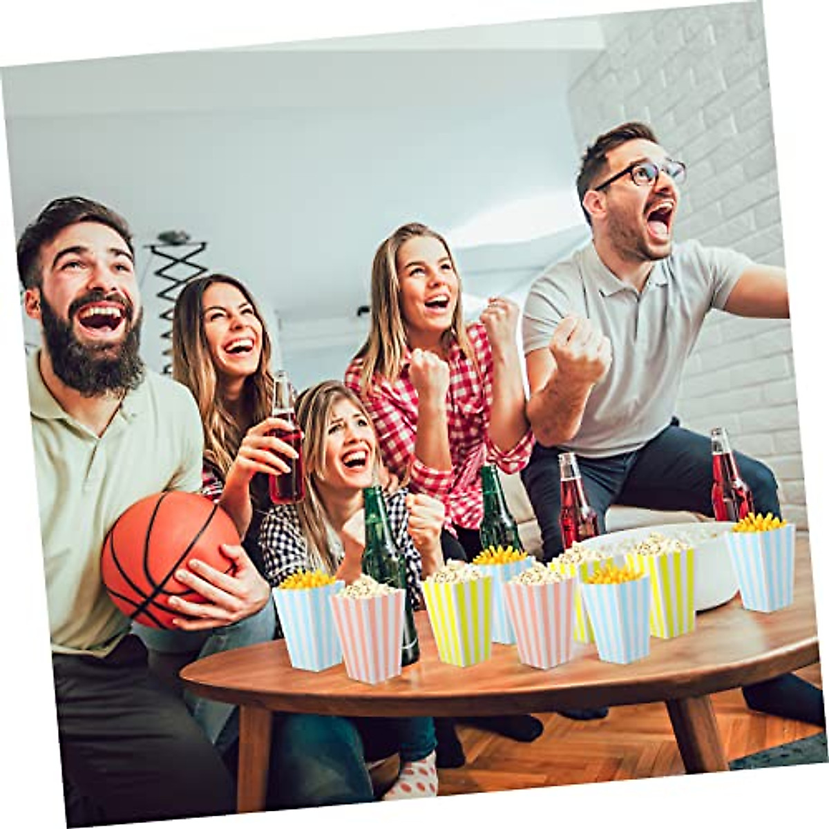 60 Pcs Popcorn Boxes Carton Disposable Containers Snack Boxes for Plastic Container Popcorn Bags Paper Popcorn Boxes Movie Night Supplies Stripe Popcorn Boxes Popcorn Buckets