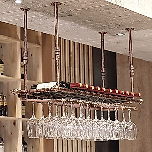 Qunine Bar Unit Floating Shelves Wall-Mounted Wine Racks, Ceiling Wine Bottle Holder Hanging Metal Iron Wine Glass Rack Goblet Stemware Racks (Size : 140x30cm)