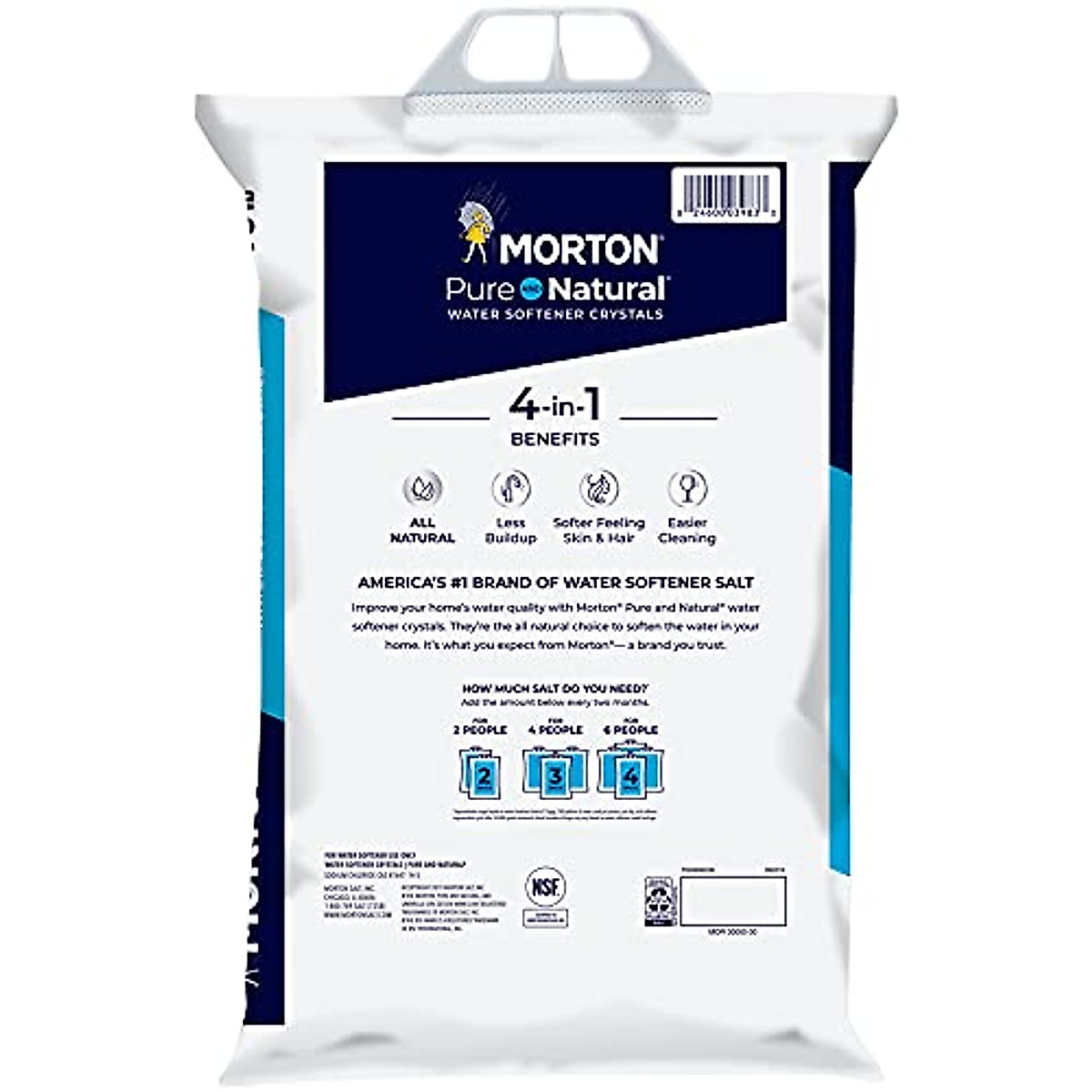 Morton U26624S Pure AND Natural Water Softening Crystals, 40-Pound,White