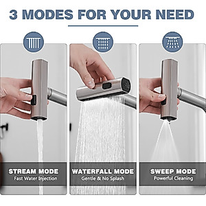 GIMILI Waterfall Kitchen Faucet with Pull Down Sprayer Brushed Nickel Single Hole Handle Stainless Steel Kitchen Sink Faucets Commercial Modern Faucets for Pull Down Sprayer Kitchen Sinks