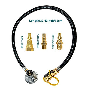 ETERMETA 1LB Low Pressure Propane Tank Gas Regulator Valve with 1/4 Quick Connection Turn-Off Valve and 3 Connect Fittings, for Camper, Grill, Heater, Fireplace, Fire Pit