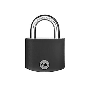 Yale Covered Aluminum Padlock with 3 keyed Alike Keys for Indoor and Outdoors use, Gym Locker, and Toolbox (Black)