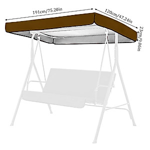 TOPofly Outdoor Swing Canopy Replacement, Swing Canopy Replacement, 75x47 Waterproof Swing Cover Replacement, Sunproof Outdoor Swing Cover for Garden Swing Chair Patio Hammock, Coffee