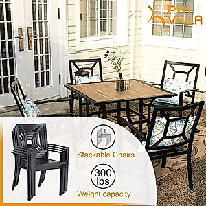 PHI VILLA 300lbs Wrought Iron Outdoor Patio Bistro Chairs with Armrest for Garden,Backyard - 2 Pack