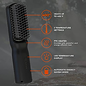 Beard Straightener Brush for Men by Wild Willies - 2-in-1 Ionic Styling Brush, 3 Temperature Settings for Beard & Hair - Anti-Scalding & Ionic Technology Eliminates Frizz - Beard Straightening Comb