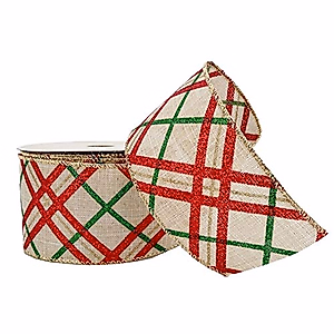 2.5" Faux Linen Wired Diamond Ribbon by Celebrate It Christmas