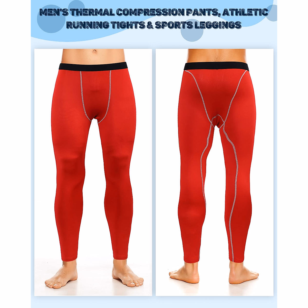 Hicarer 6 Pack Men's Compression Pants Workout Pants Athletic Compression Leggings Running Tights for Men Sport Supplies (Multicolor, Large)