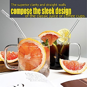 PunPun 17oz. / 500 ml Large Clear Glass Coffee Mugs Set of 4, Clear Espresso Cups, Large Wide Mouth Glass Mugs with Big Handle, Heatable Coffee Mugs for Cappuccinos and Juice Glass Cups