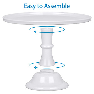 KLASKWARE Round Cake Stand 11" Melamine Cake Display Stand Dessert Cupcake Display Tray for Graduation,Wedding,Birthday,Party,Baby Shower,Anniversary,Ceremony,Christmas (White
