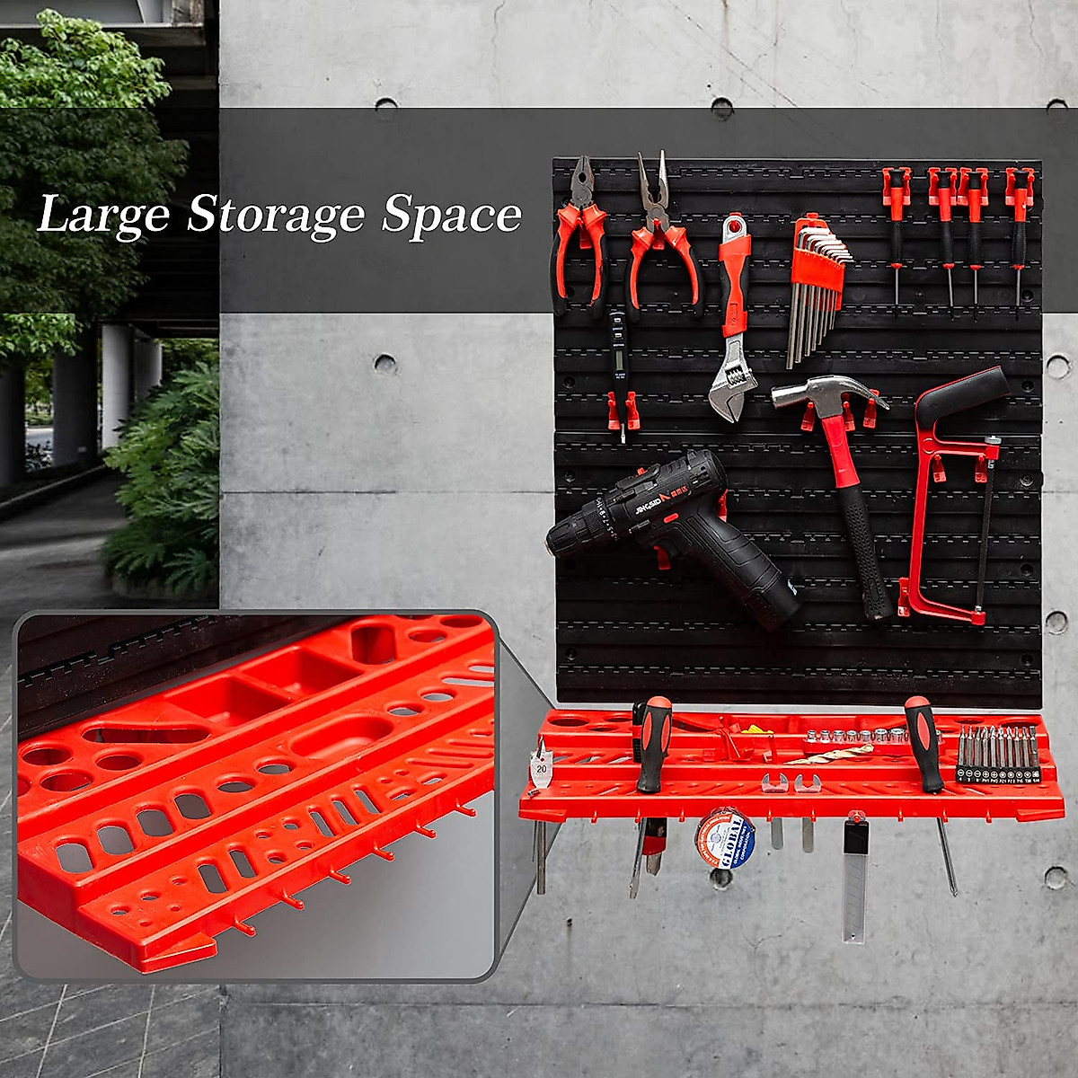 54-Piece Wall Mounted Peg Board,Large Capacity Garage Storage Rack,Pegboard Wall Organizer Tool Organizer for Tool, Parts,Workbench,Garge