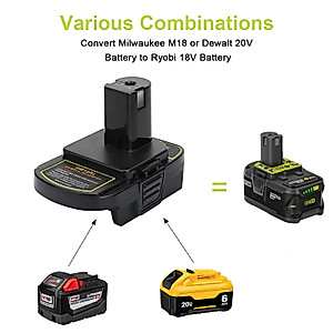 TENMOER DM18RL Battery Adapter for Dewalt to Ryobi Battery,for Dewalt 20V & Milwaukee M18 Battery Convert to Ryobi 18V P108 ABP1801 Battery