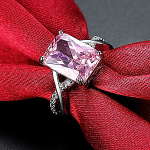 Yellow Chimes Women's Rings, Crystals From Swarovski Pink And White Stone Cocktail Designed Ring, Silver Tone Ring, Finger Ring, Accessories Jewellery, Birthday Gift Anniversary Gift For Wife,Pink