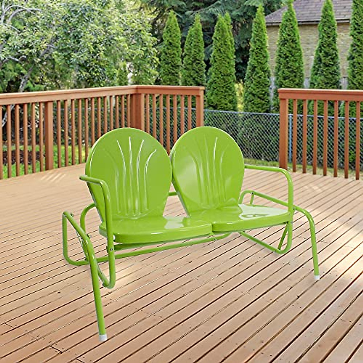 Northlight Outdoor Retro Metal Tulip Double Glider Patio Chair, 48.25", Lime Green