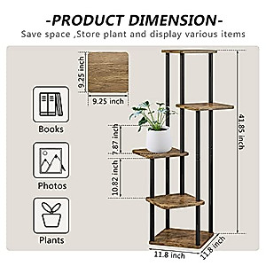 AZERPIAN Plant Stand 5 Tier Indoor Metal Flower Shelf for Multiple Plants Corner Tall Flower Holders for Patio Garden Living Room Balcony Bedroom, Black (5 Tier-Black)