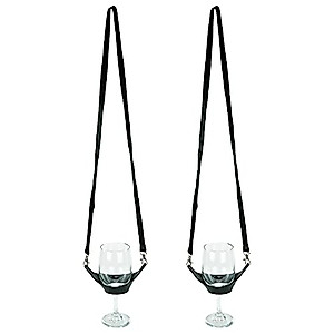Fairly Odd Novelties Wine Glass Lanyard, Black, Set of 2 Funny Drinking Lifehack Gag Gift