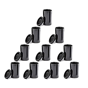 Empty Film Canisters with Caps,Black Plastic Film Canister Holder,10PCS