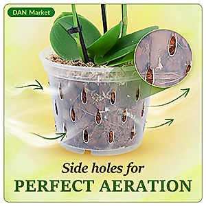 DAN Market 4.5 inch Orchid Pots with Holes - Orchid Pots for Repotting - Orchid Breathable Slotted Clear Plastic Pot (4.5 inch 4 Pack)