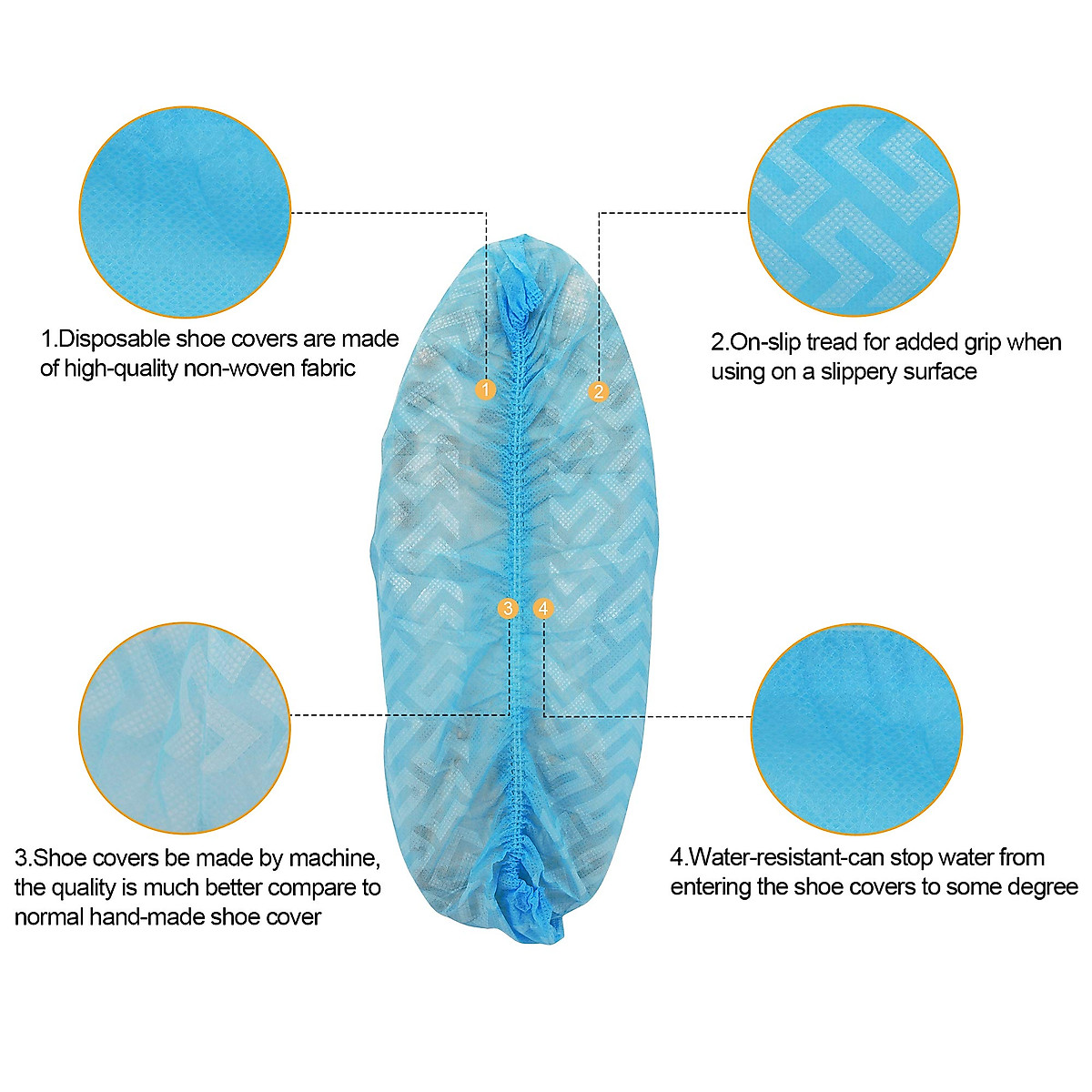 Disposable Shoe Cover - 100 Pack (50 Pairs), Non Woven Fabric Waterproof Non-slip Boot Cover for Indoor Outdoor