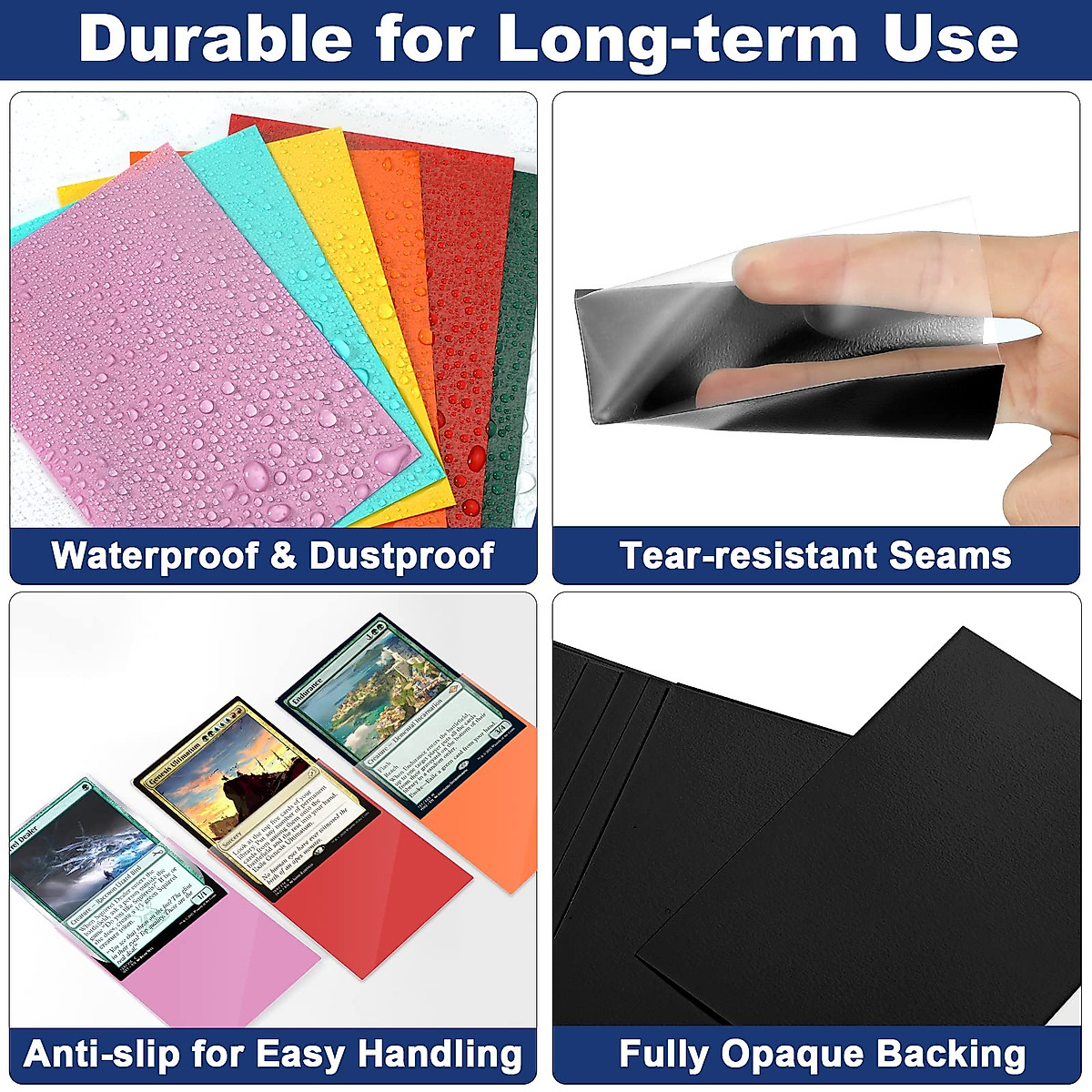 Blue MTG Card Sleeves 200 Pack, Standard Card Sleeves Sturdy MTG Sleeves Matte Back Finish, Perfect Shuffling - Protect All Your Trading Cards Collectible Cards by Fabmaker, Never Tear