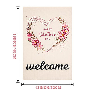 Tugaizi Valentines Day Garden Flag Double Sided Printing Valentine's Day Flag Diamond Love Heart Flower Valentines Day Garden Flag 13x19 Inch for Party Wedding Yard Outdoor Garden Decoration
