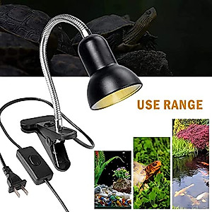 50W Reptile Heat Lamp, Set of 2 Bulbs, Basking Spot Lamp with 360°Rotatable Clip, Clamp Lamp for Aquarium Adjustable Light and Temperature with Holder UVA UVB Bulb for Lizard Turtle Snake Amphibian