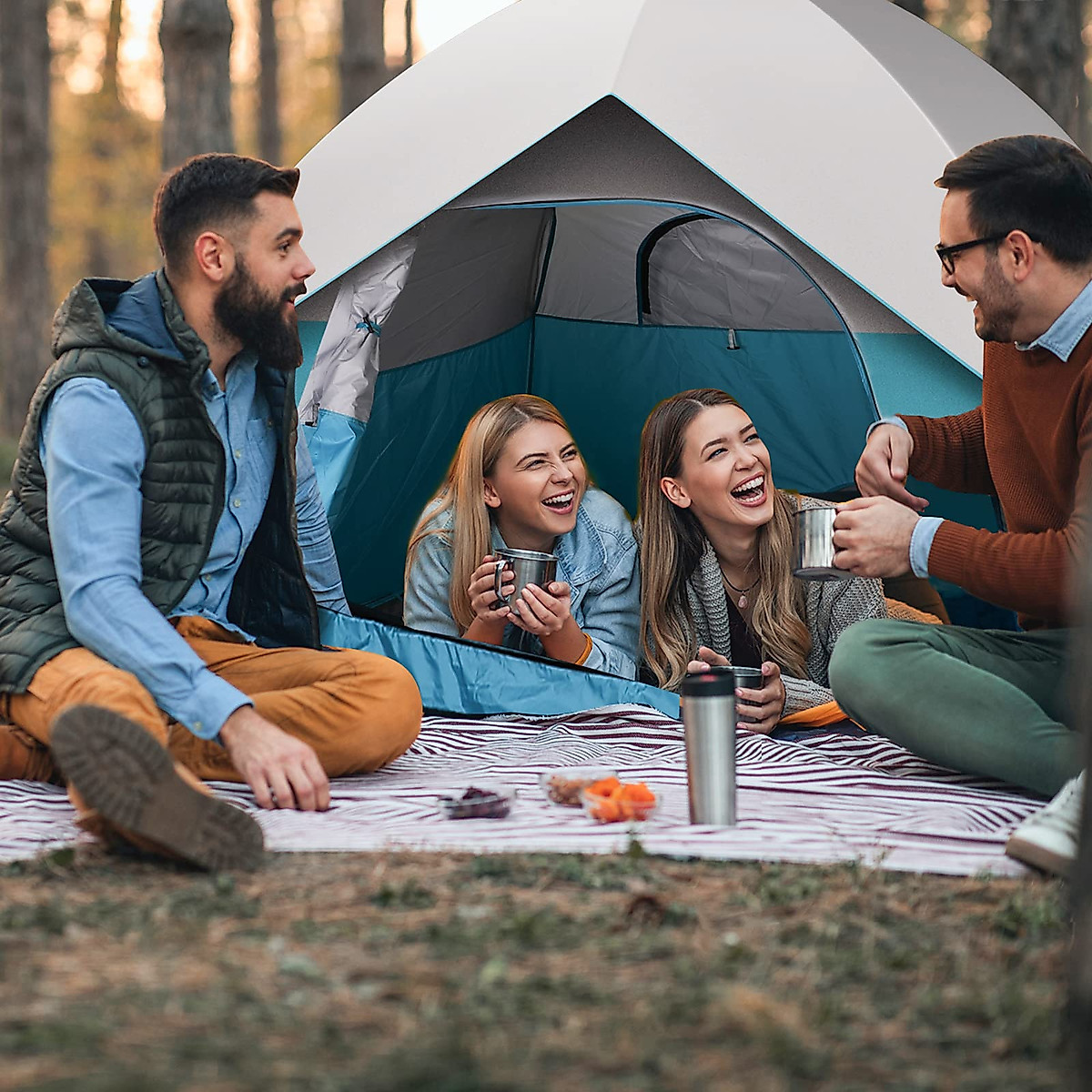 HAUSHOF 2/4-Person Family Dome Tent with Removable Rain-Fly, Easy Set Up Portable Camping Tent for Backpacking Hiking Backyard Outdoor, Green/Blue/2-person/4-person