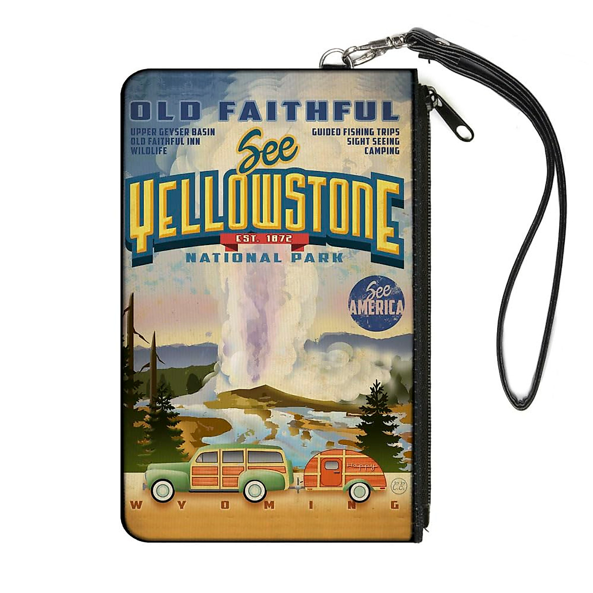 Buckle-Down Junior's Zip Wallet Yellowstone Small, Multicolor, 6.5" x 3.5"