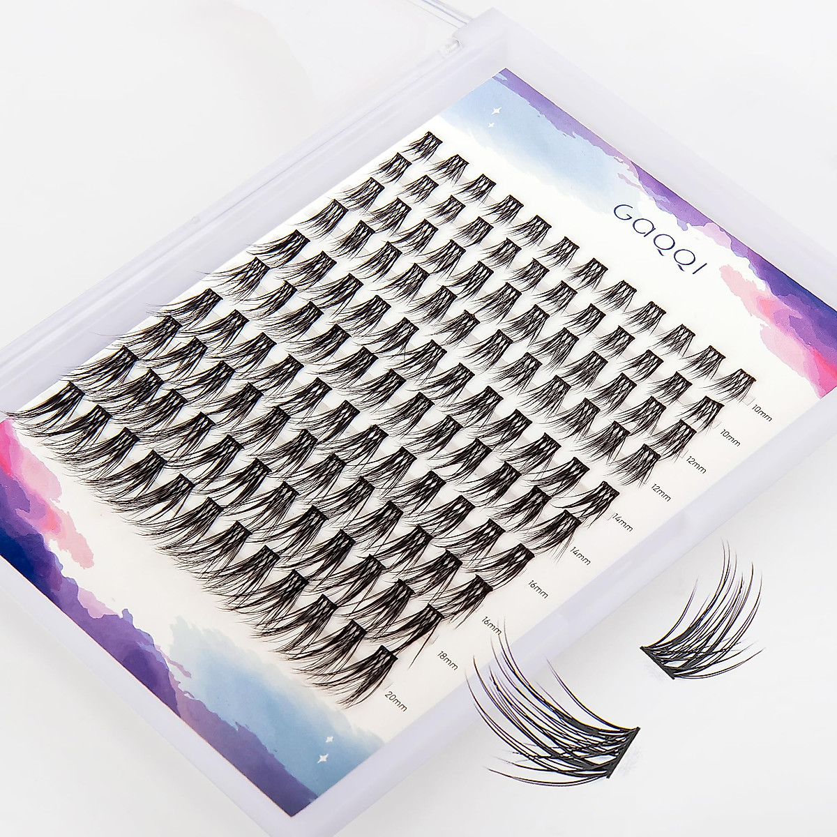 GAQQI Lash Clusters, GQ20 Individual Lashes 120pcs C Curl, DIY Lash Extension 10-20mm Mixed Length False Eyelash Clusters, Fluffy Natural Lash Wisps (GQ20,C Curl,10-20mm)