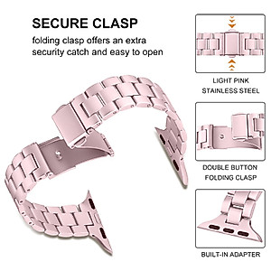 TRUMiRR Band for Apple Watch Series 9 41mm Pink Women, Slim Stainless Steel Watchband Feminine Strap Replacement for iWatch SE Series 9 8 7 6 5 4 3 2 1 41mm 40mm 38mm