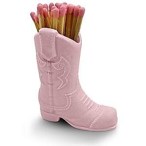 Cowboy Boot Match Holder - Match Holder with Striker - Bathroom Match Holder - Cowboy Boot Decor Cowgirl - Very Cute Addition for Interior Decor (Pink)
