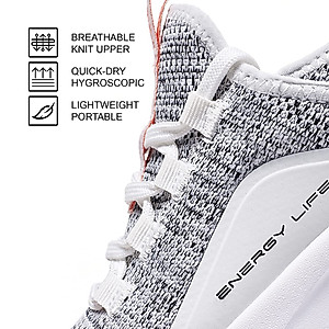 ALEADER Women's Energycloud Slip On Walking Shoes Pure Running Shoes for Gym Workout Treadmill Running Errands White Gray Size 8.5 US