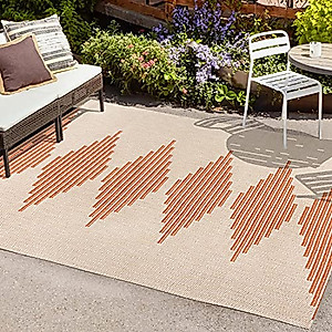 JONATHAN Y SMB204A-5 Vinales Diamond Stripe Indoor Outdoor Farmhouse Transitional Traditional Area Rug,High Traffic,Kitchen,Living Room,Backyard,Non Shedding,5 X 8,Beige/Terracotta