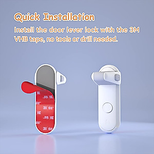 SAFELON 2 Pcs Door Lever Locks for Childproof & Petproof, Door Handle Locks for Toddlers, Baby Safety Locks for Toddlers (White)