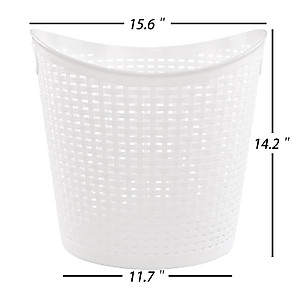 Begale 6-Pack Large Plastic Storage Baskets, 30 L Round Plastic Laundry Baskets, White