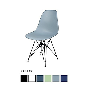 GIA Contemporary Armless Dining Chair, Qty of 2, Fog Seat with Black Metal Legs