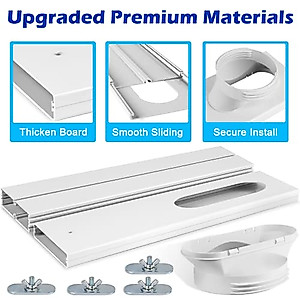 TigeJoy Sliding Door Air Conditioner Kit for 5.1 & 5.9 Inch Exhaust Hose of Portable AC, Max Adjustable Length 95 Inch Air Conditioner Window Vent Kit with Universal Coupler Reinforced PVC Plates Seal
