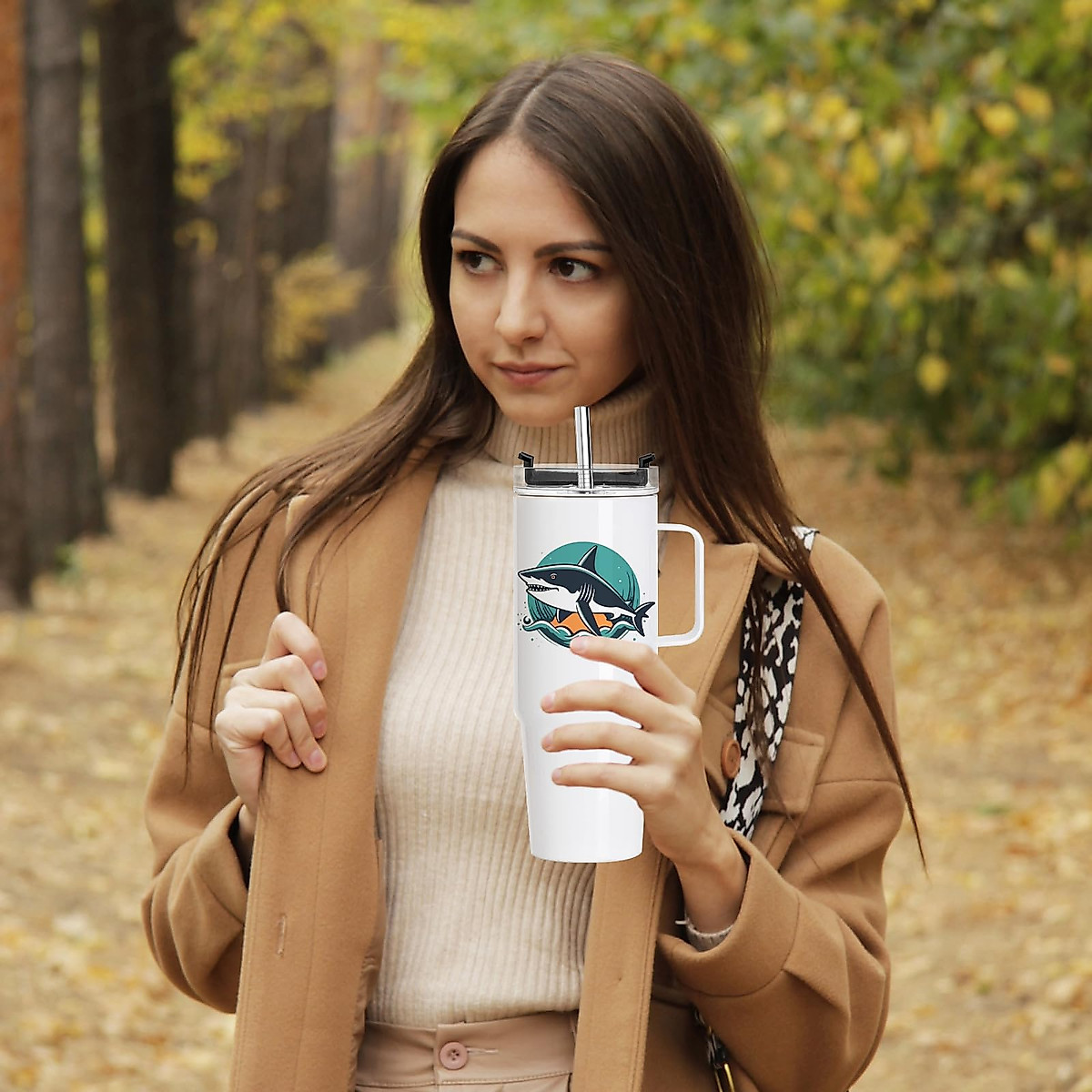 XccMe 30 oz Sublimation Tumbler Blank with Handle,4 Pack Stainless Steel Travel Tumbler with Leakproof Lid and Stainless Straw,Double Wall Insulated Coffee Mugs with Rubber bottoms